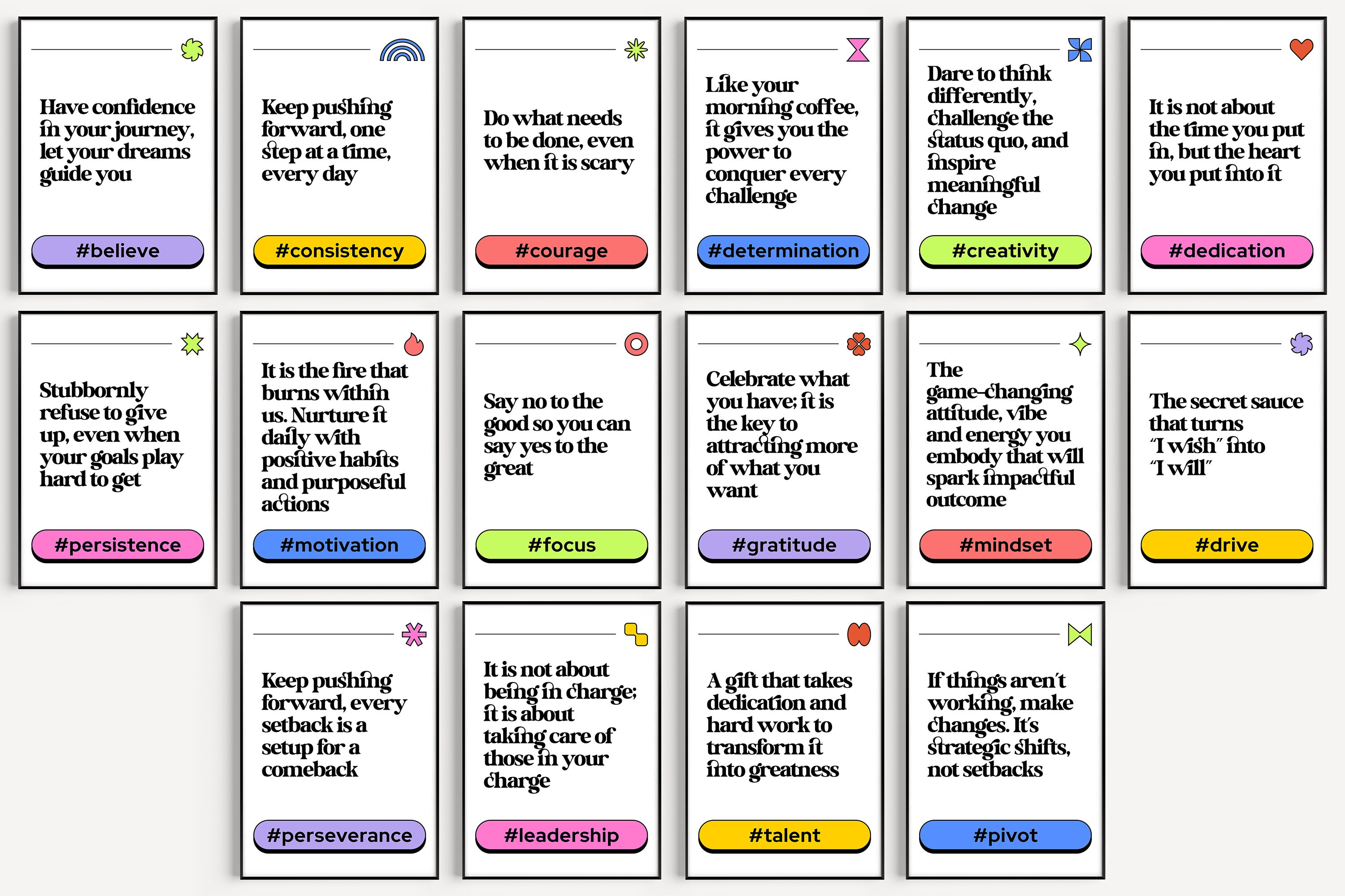 50 Motivational Quotes Vibrant Print Bundle Collection - Inspirational ...