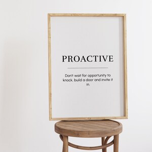Proactive Meaning, Motivational Wall Art, Hustle Mindset Poster ...