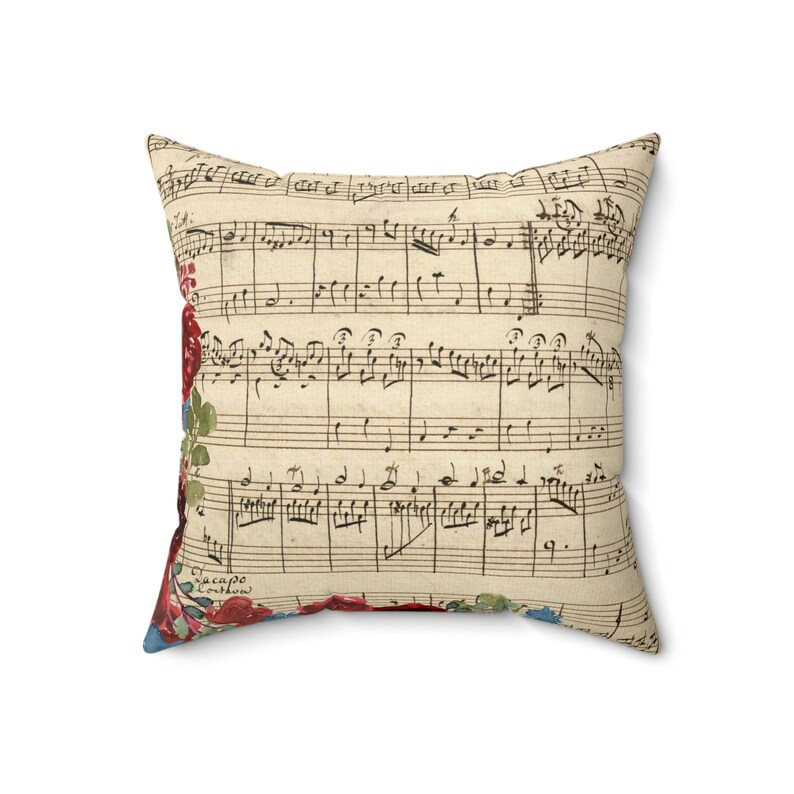 Music Floral Design Square Pillow Sheet Music Pillow Design - Etsy