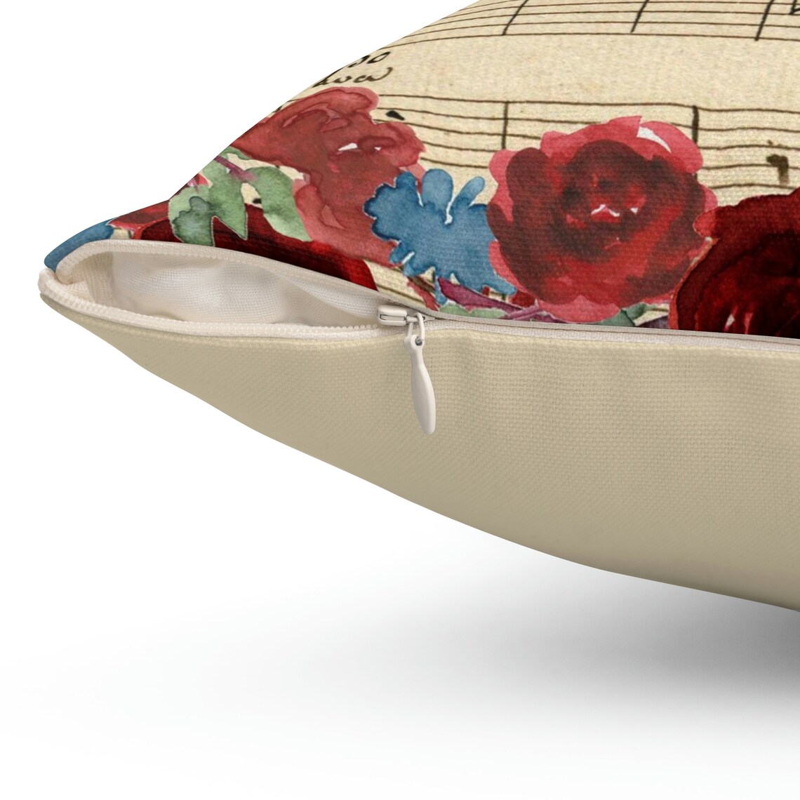 Music Floral Design Square Pillow Sheet Music Pillow Design - Etsy