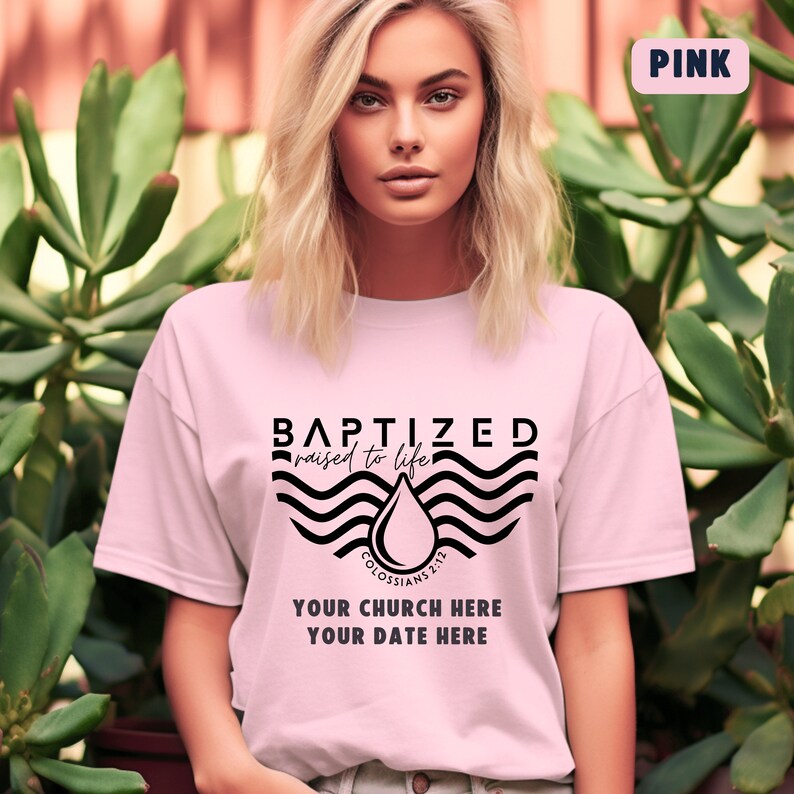 Custom Baptism Shirt Gift for Women and Men Christian T-shirt for Baptized Christians Raised to ...