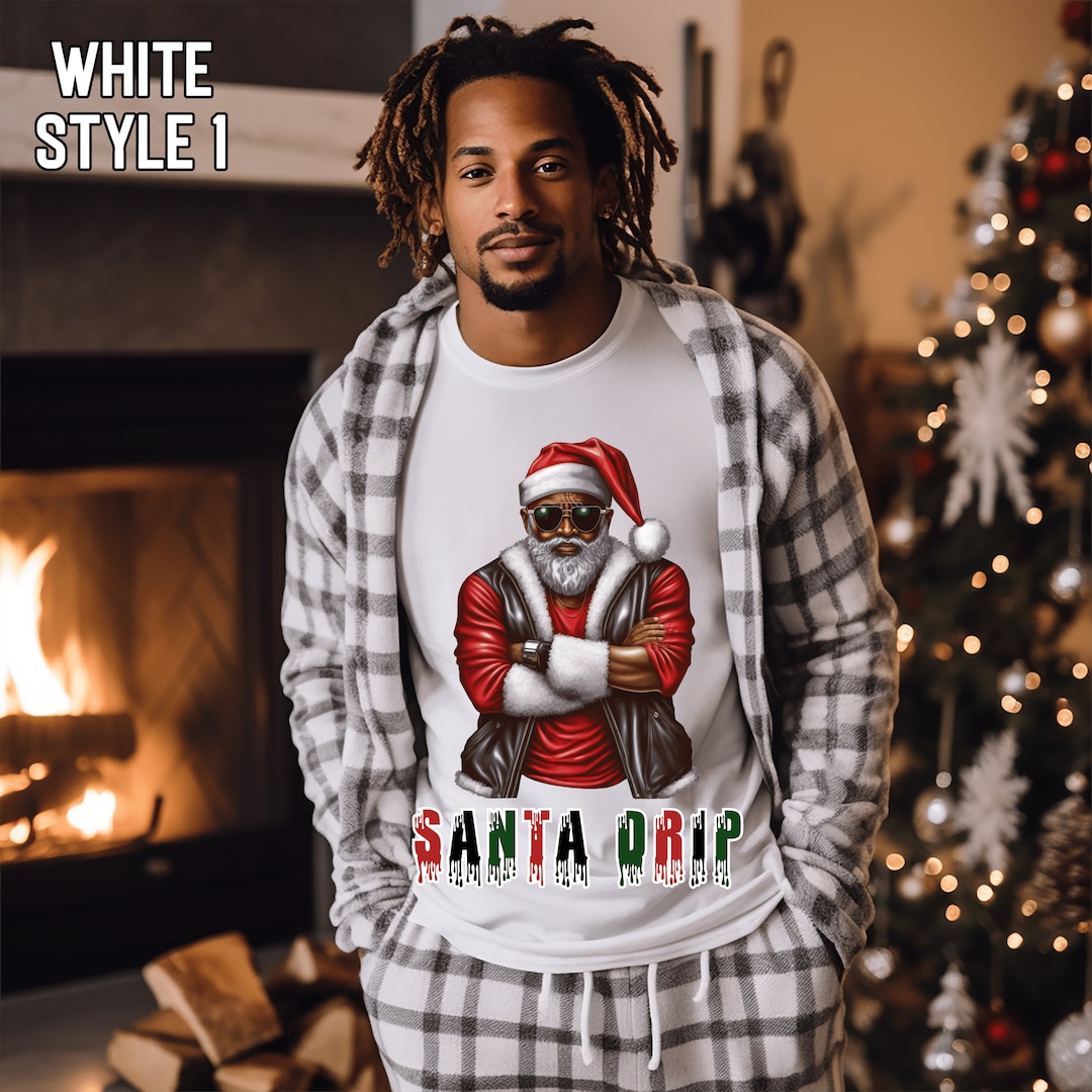 Black Santa Claus Christmas Shirt, African-american Santa T-shirt ...