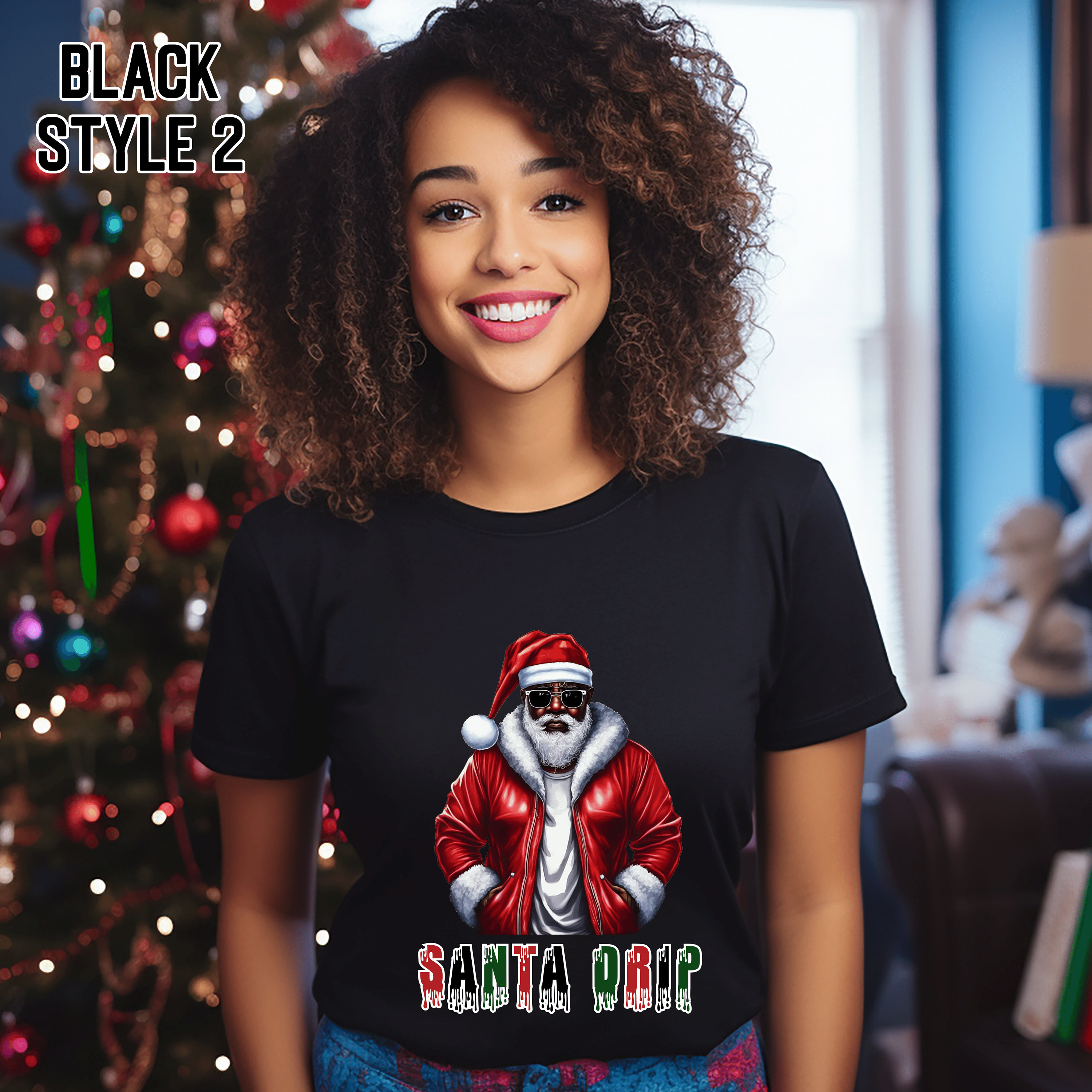 Black Santa Claus Christmas Shirt, African-american Santa T-shirt ...
