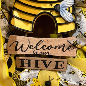 Welcome to Our Hive Bee Themed XL Fun Decoration Wreath Bee Happy Bee ...