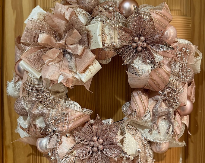 Rose Gold Winter Holiday Elegance Decoration Wreath XL Rose Gold ...
