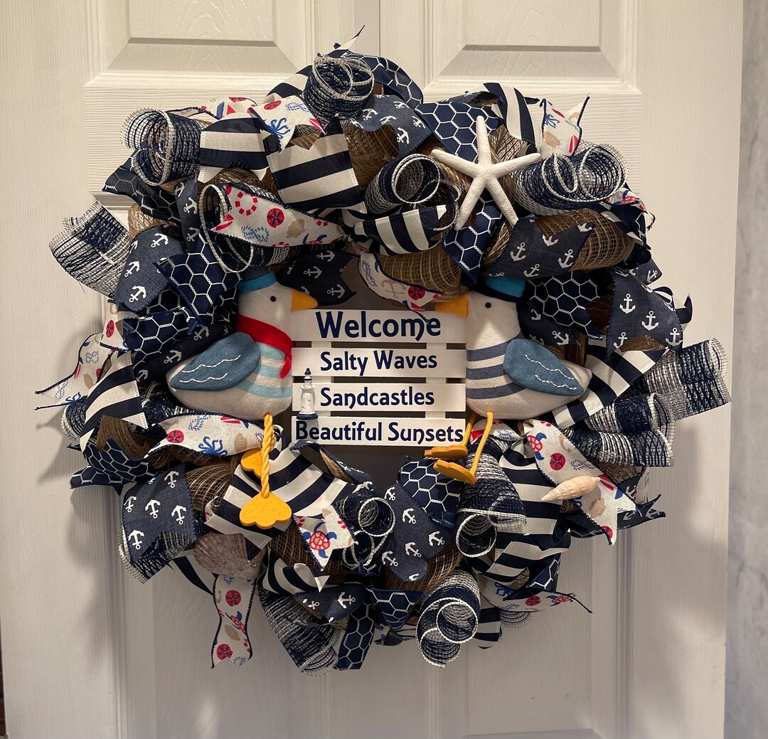 Mr Mrs Seagull Everyday All Seasons Welcome Wreath XL - Etsy