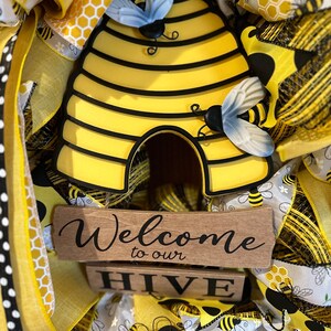 Welcome to Our Hive Bee Themed XL Fun Decoration Wreath Bee Happy Bee ...