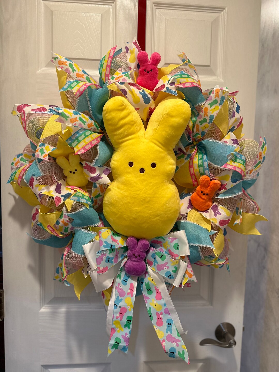 Easter JUMBO Wreath Peeping Peep Easter Decor Easter Wreath - Etsy