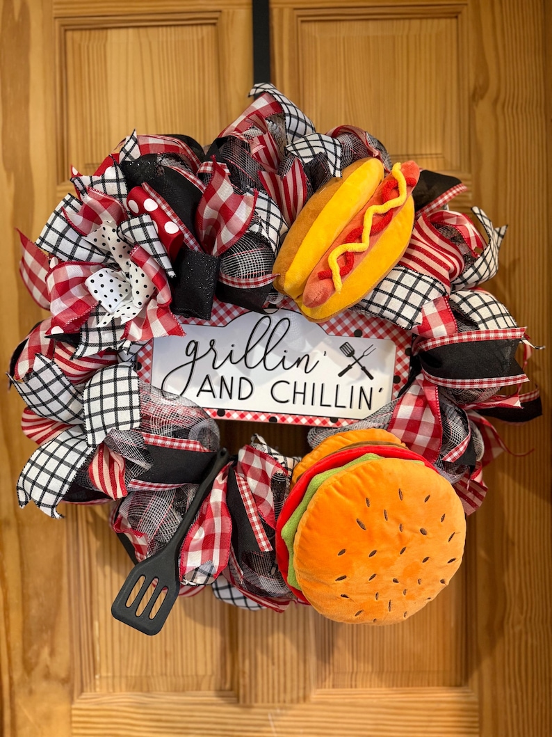 Grillin and Chillin Wreath XL Grilling Decor Summer Wreath Summer Decor ...