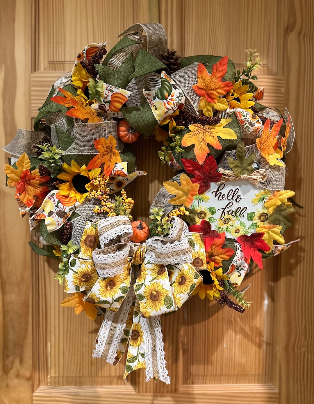 Fall Festive Fun Wreath XL Autumn Fall Decoration Hello Fall - Etsy