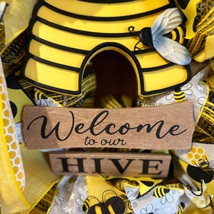 Welcome to Our Hive Bee Themed XL Fun Decoration Wreath Bee Happy Bee ...