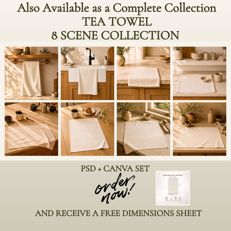 Flat Lay Tea Towel Mockup Kitchen Towel Mockup Canva PSD Mockup Styled ...