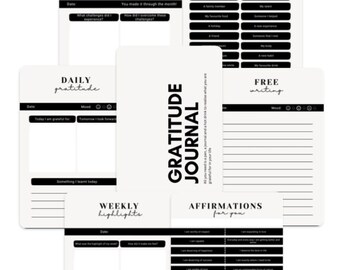 Gratitude Journal Printable Daily Gratitude Weekly Highlights Monthly ...