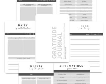 Gratitude Journal Printable Daily Gratitude Weekly Highlights Monthly ...