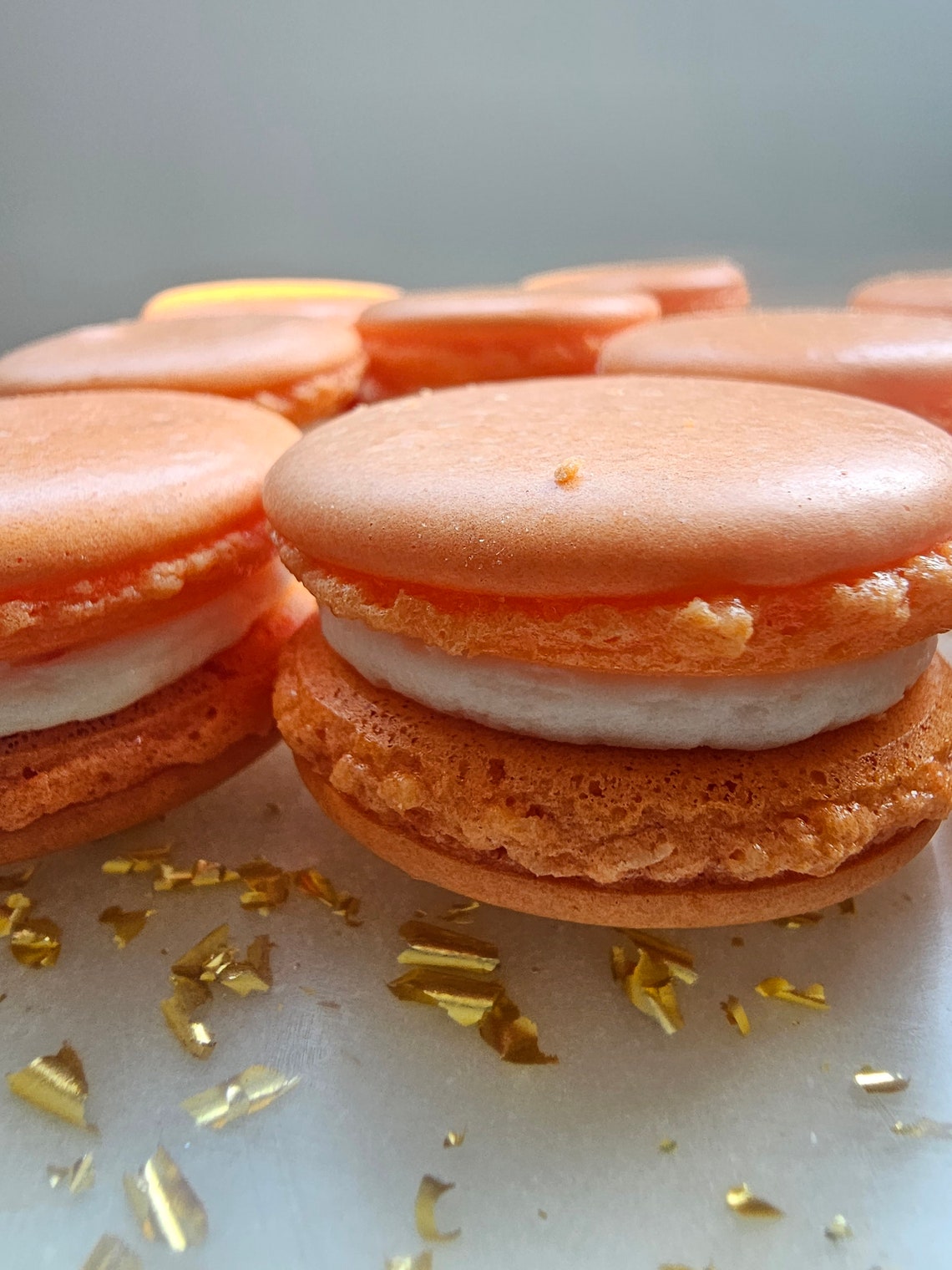 Large Summer Orange Cream Macarons Homemade Handmade French Cookies - Etsy