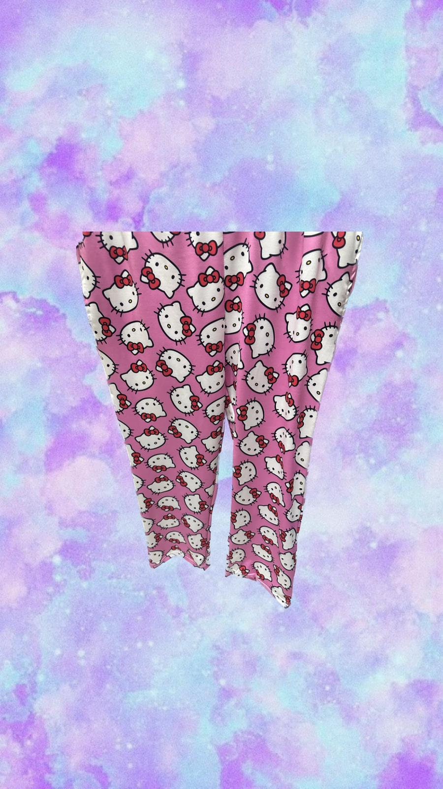 Hello Kitty Pajama Pants Wide Leg Pyjama Pink Hello Kitty - Etsy UK