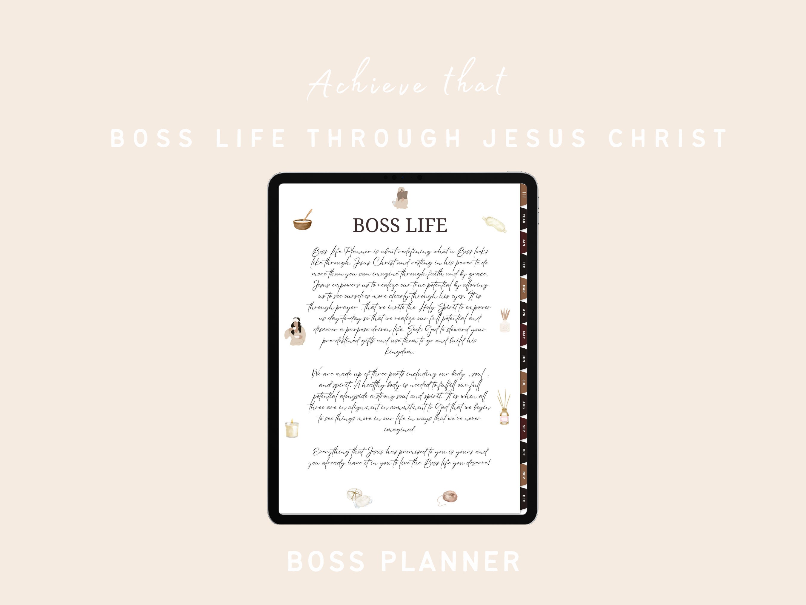 Boss Life 2024 Dated| Christian Digital Self Care Planner|faith Planner ...