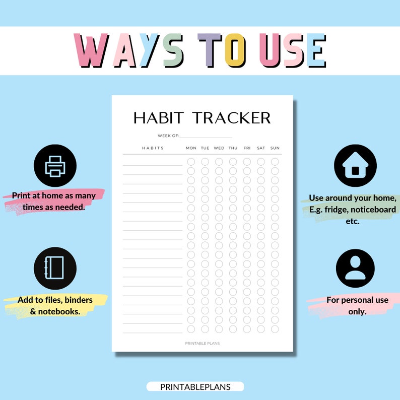 A4 Weekly Habit Tracker | Printable, Habit Tracker Template, Routine ...