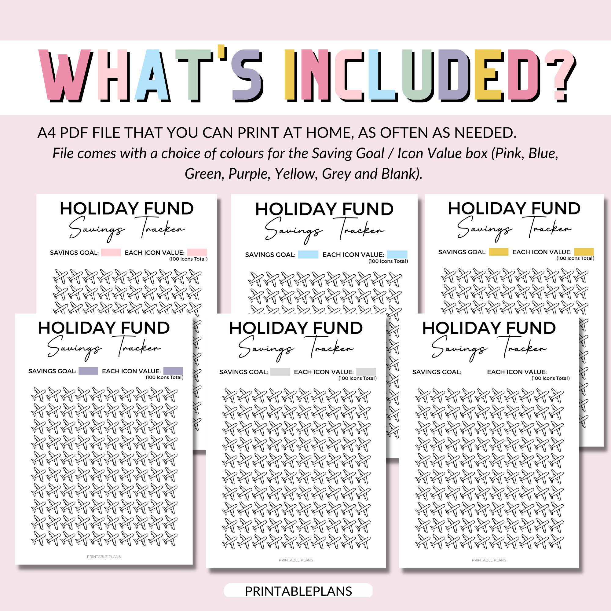 A4 Holiday Fund Savings Tracker | Vacation, Break | Instant Download ...
