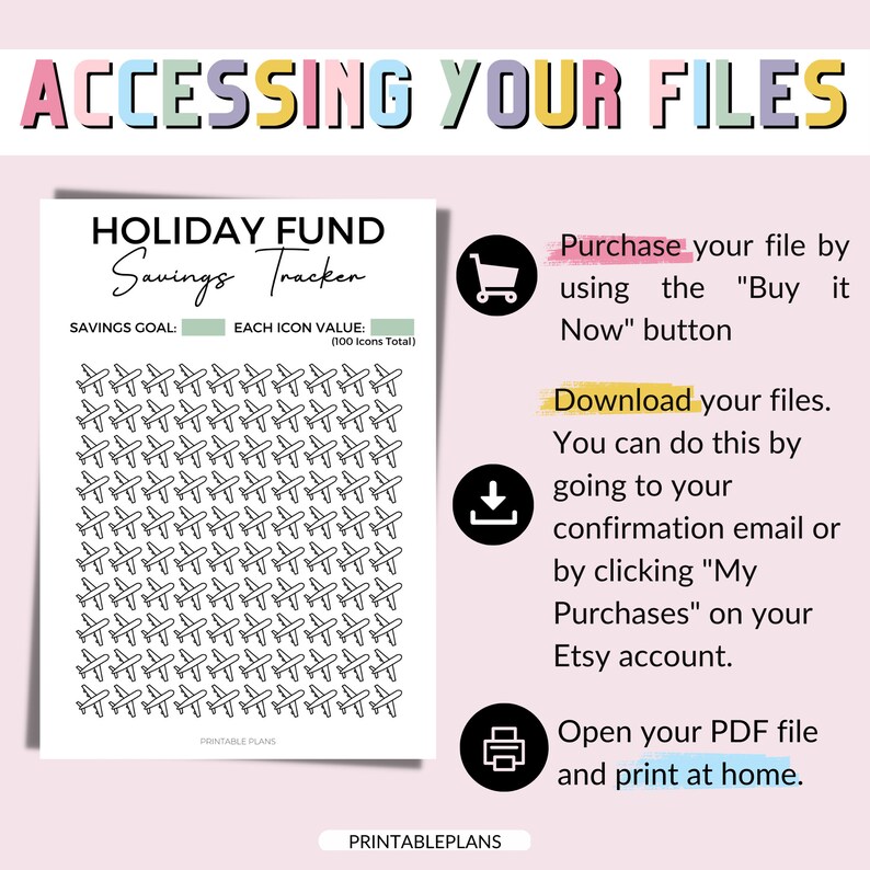 A4 Holiday Fund Savings Tracker | Vacation, Break | Instant Download ...