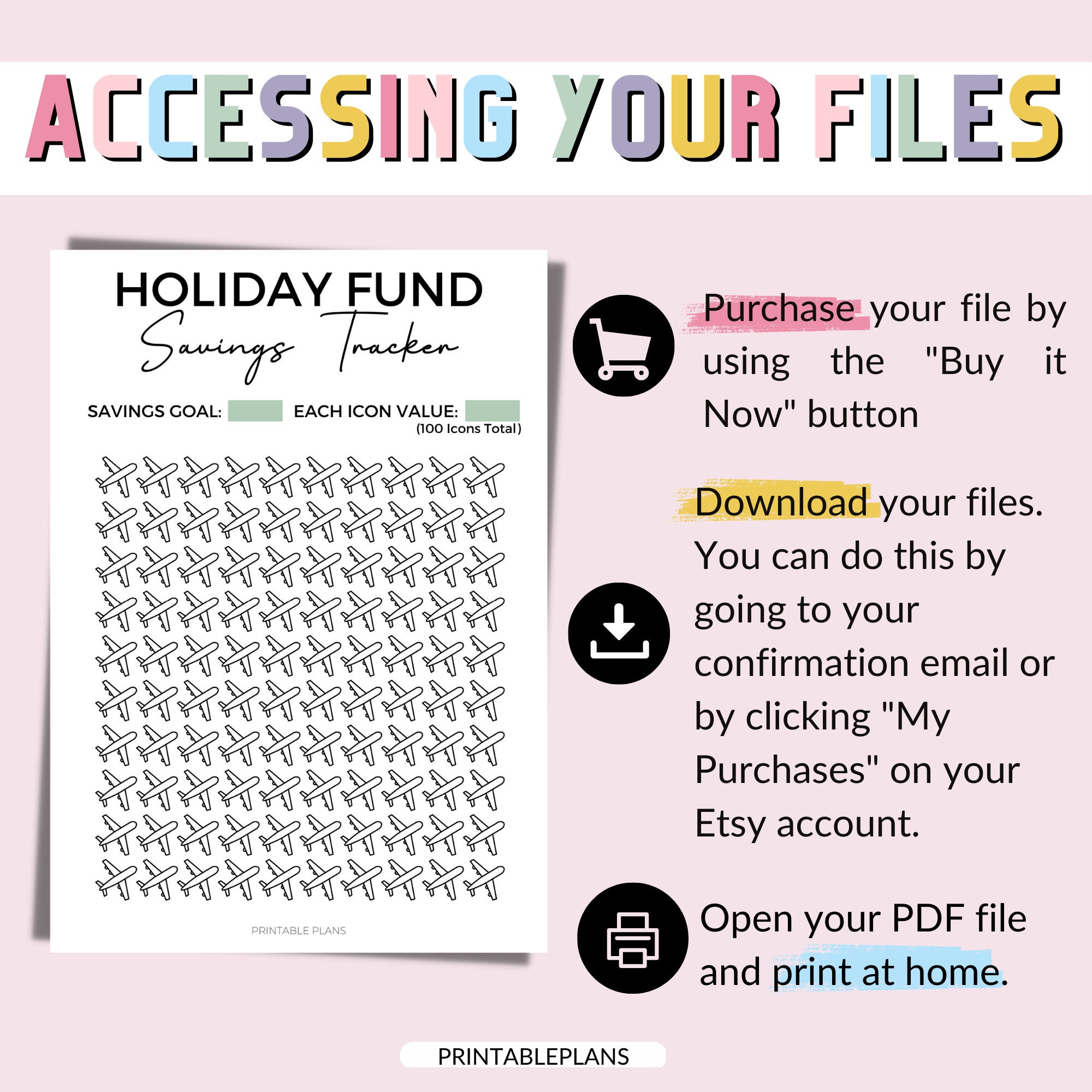 A4 Holiday Fund Savings Tracker | Vacation, Break | Instant Download ...