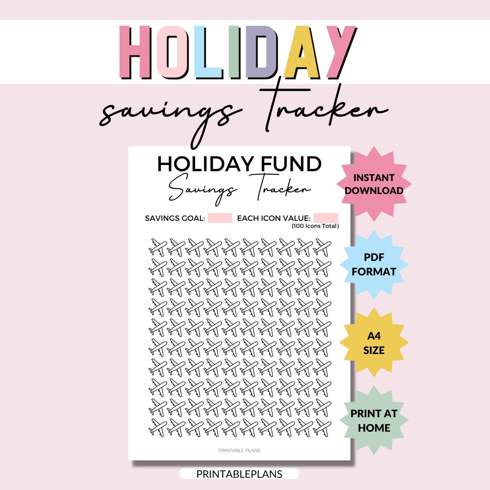 A4 Holiday Fund Savings Tracker | Vacation, Break | Instant Download ...