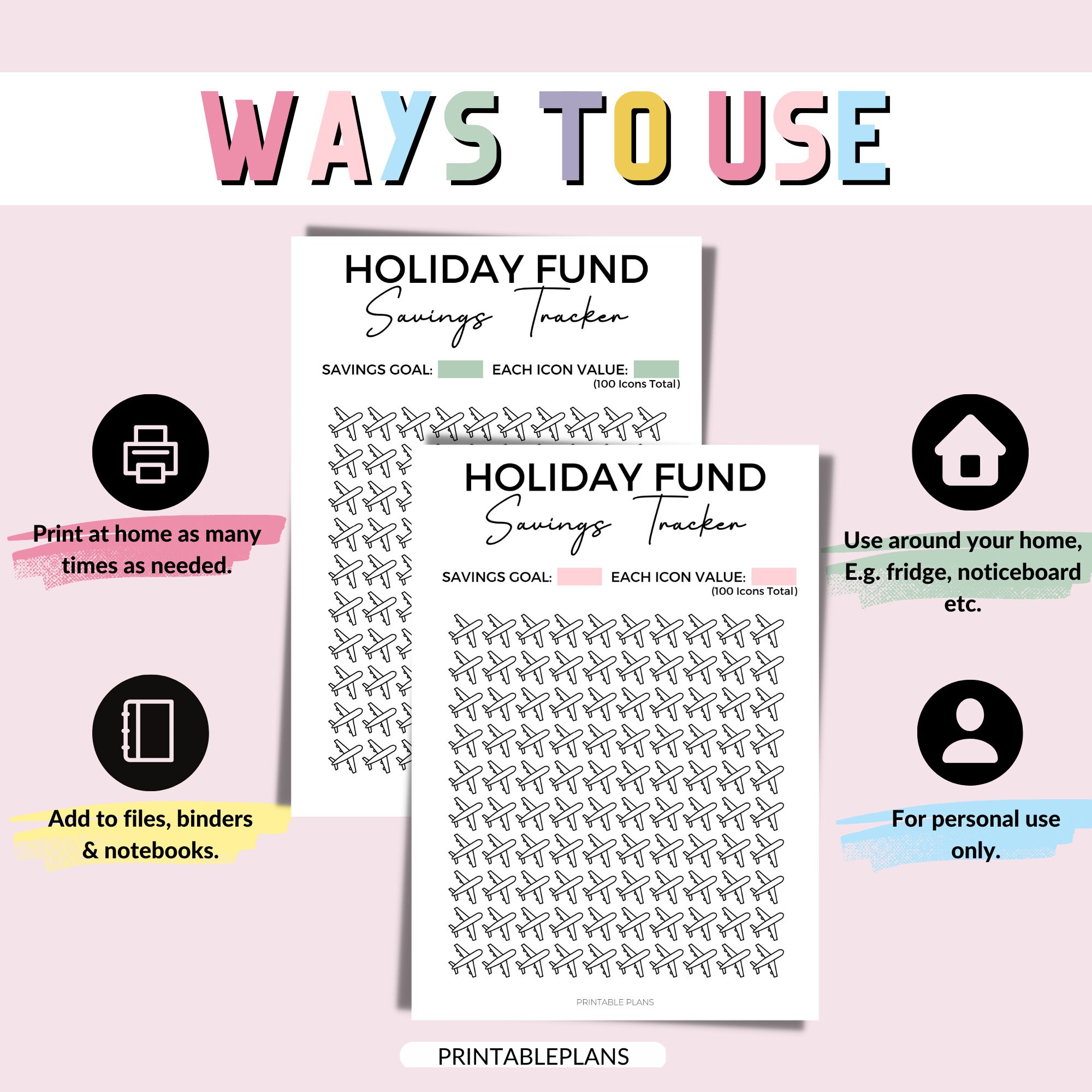 A4 Holiday Fund Savings Tracker | Vacation, Break | Instant Download ...