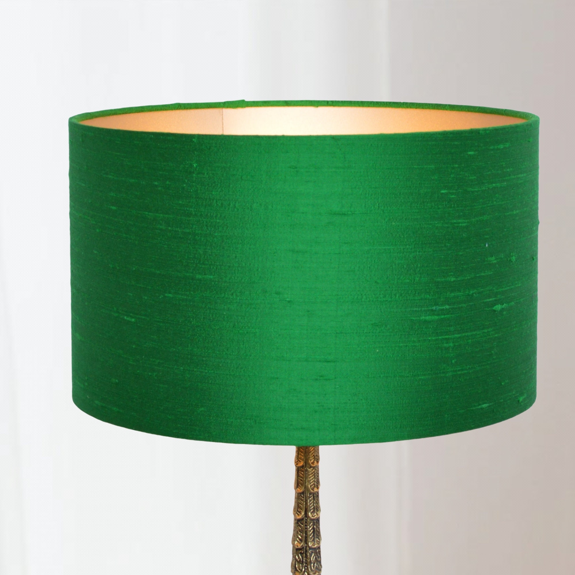 Lampshade Green Silk With Gold Lining Green Silk Lampshades - Etsy