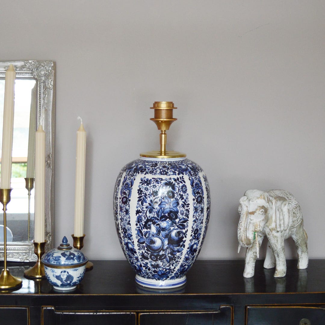 Delft Blue Delfia Ceramic Lamp Base, Blue White Handmade Delft Large ...