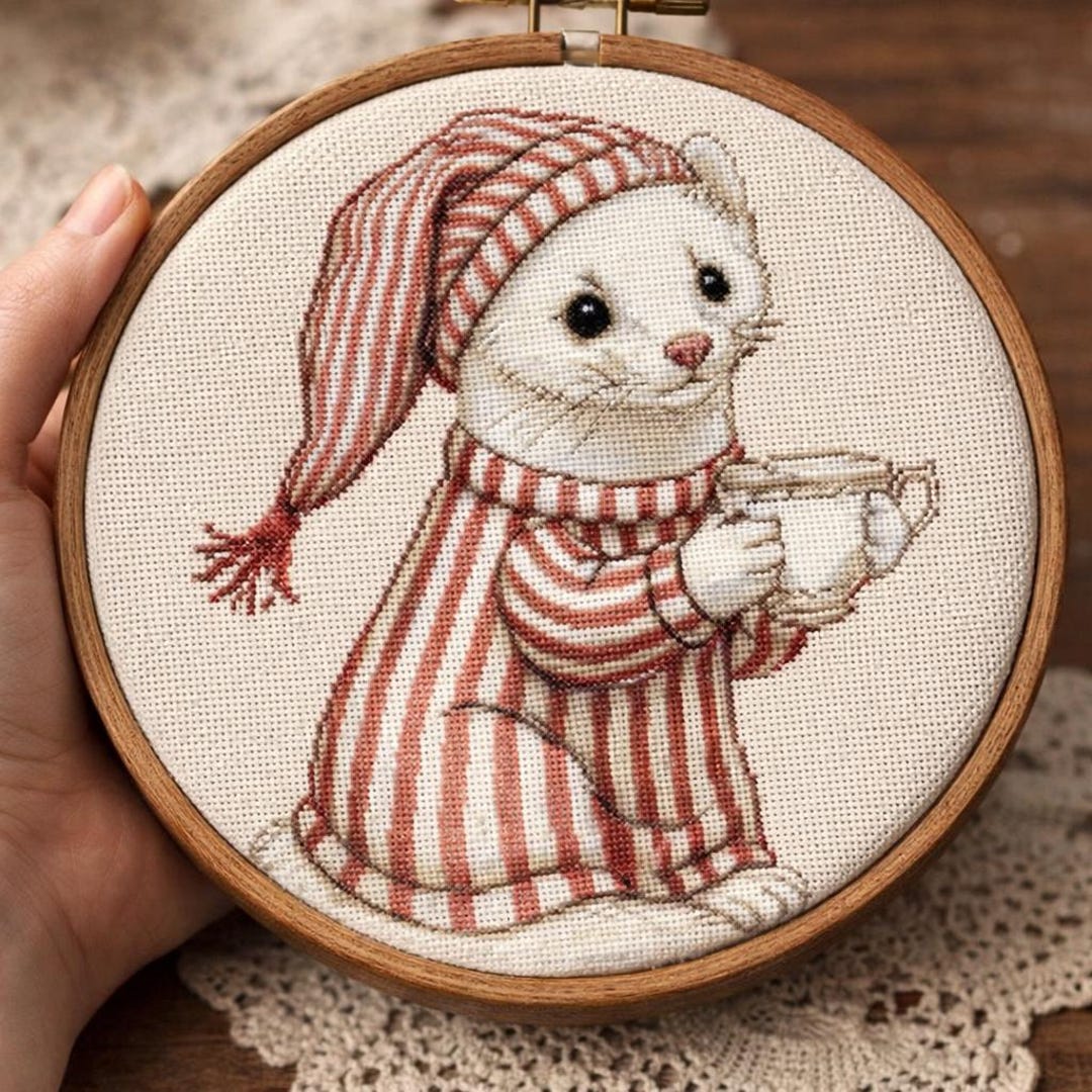 Cozy Winter Stoat Cross Stitch Pattern,vintage Animal Wall Art PDF - Etsy