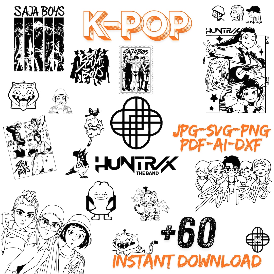 KPOP Demon Hunters SVG Bundle | Huntrix T-shirt Decal | Anime Cosplay ...