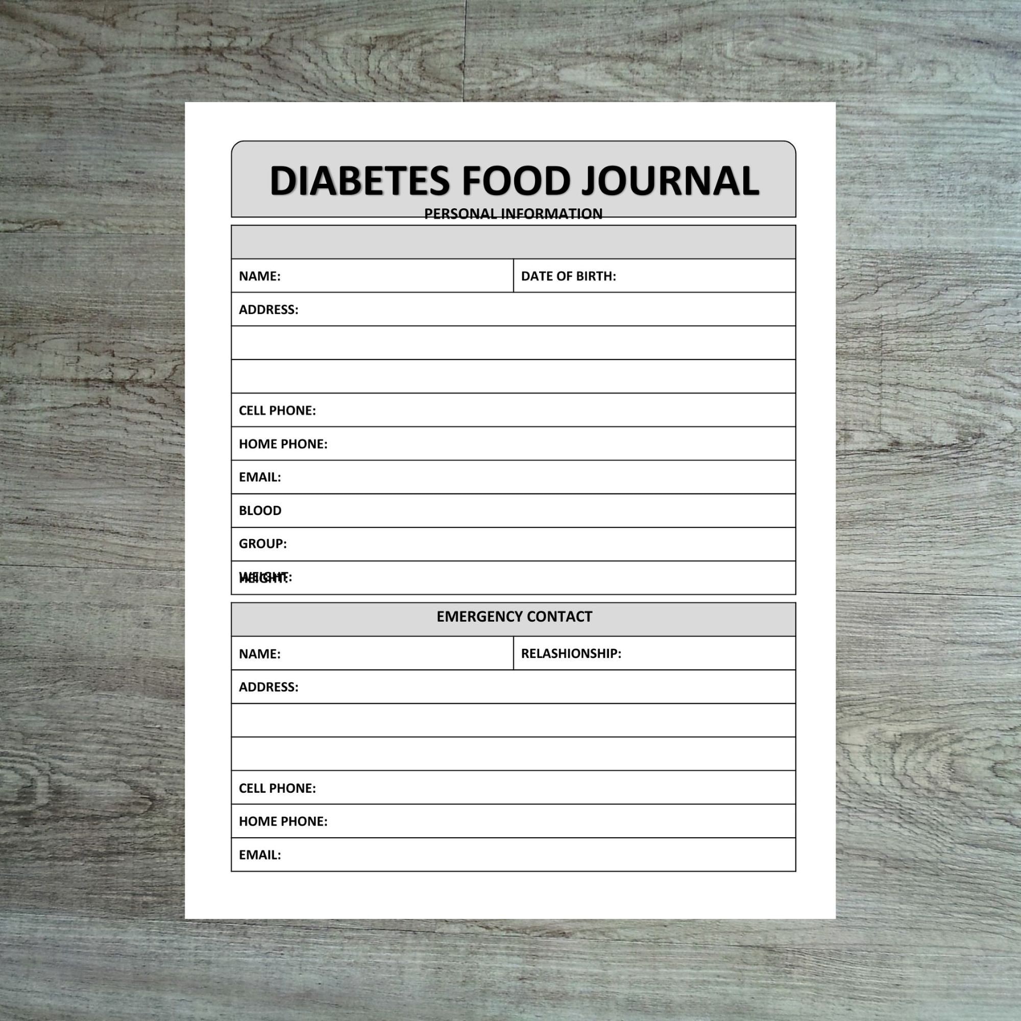 DIGITAL DOWNLOAD Blood Sugar Tracker, Type 2 Diabetes Journal ...