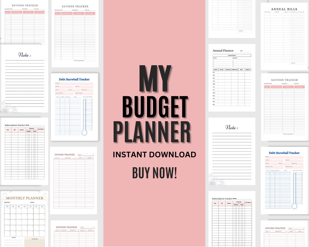 Printable Budget Planner: Savings, Income, Debt Tracker (digital ...