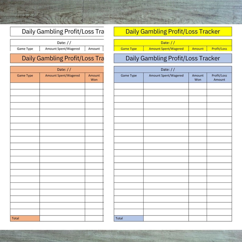 Gambling Profit/loss Tracker: Daily, Monthly, Yearly (printable) - Etsy