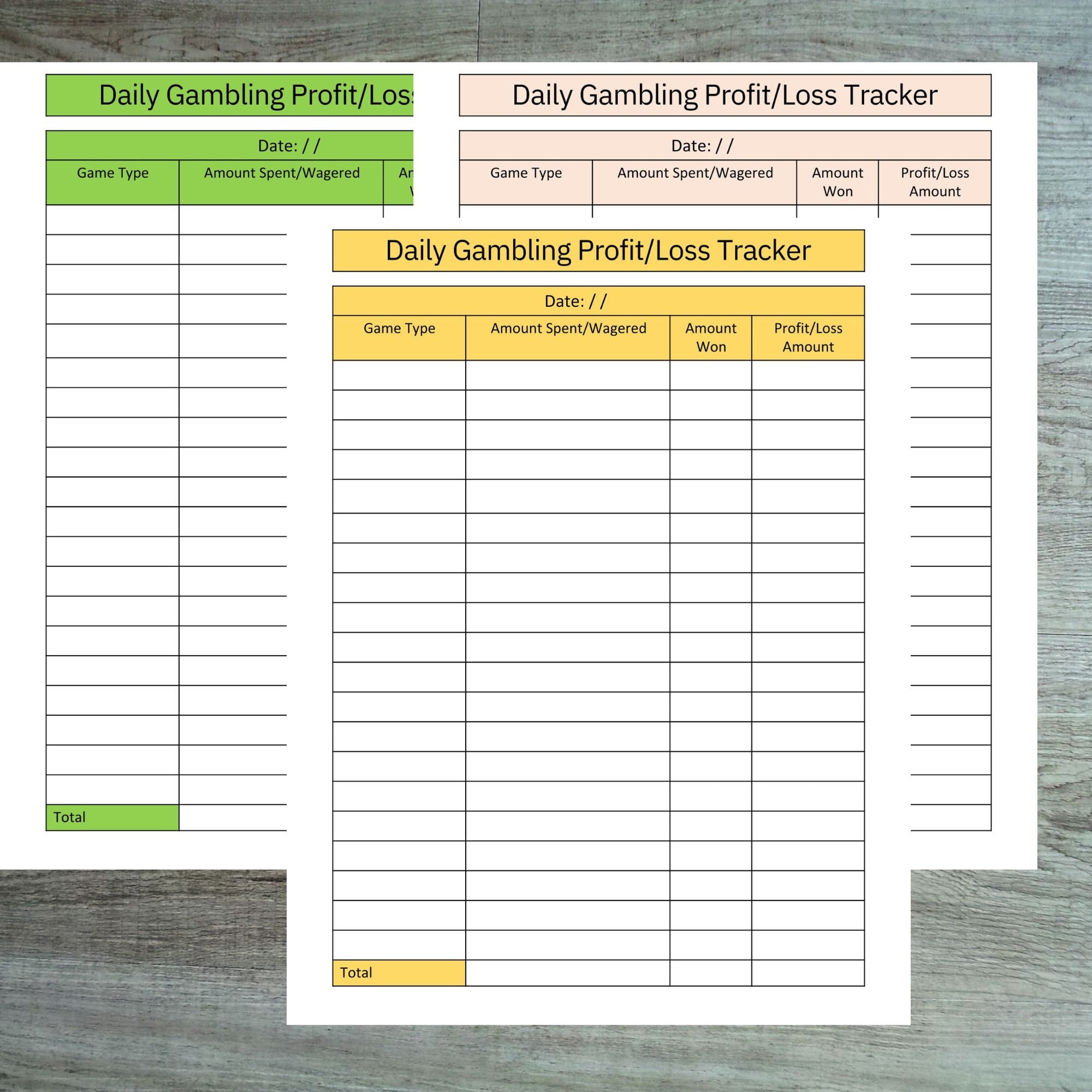 Gambling Profit/loss Tracker: Daily, Monthly, Yearly (printable) - Etsy