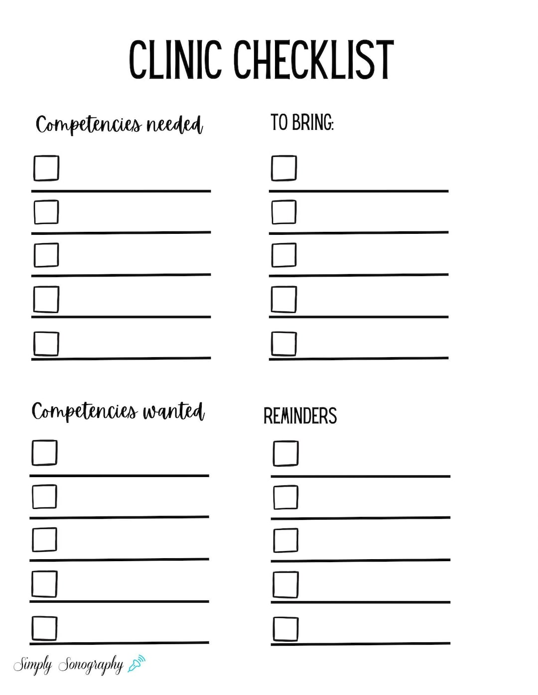Ultrasound, Sonography, X-ray Clinic Checklist for Students - Etsy