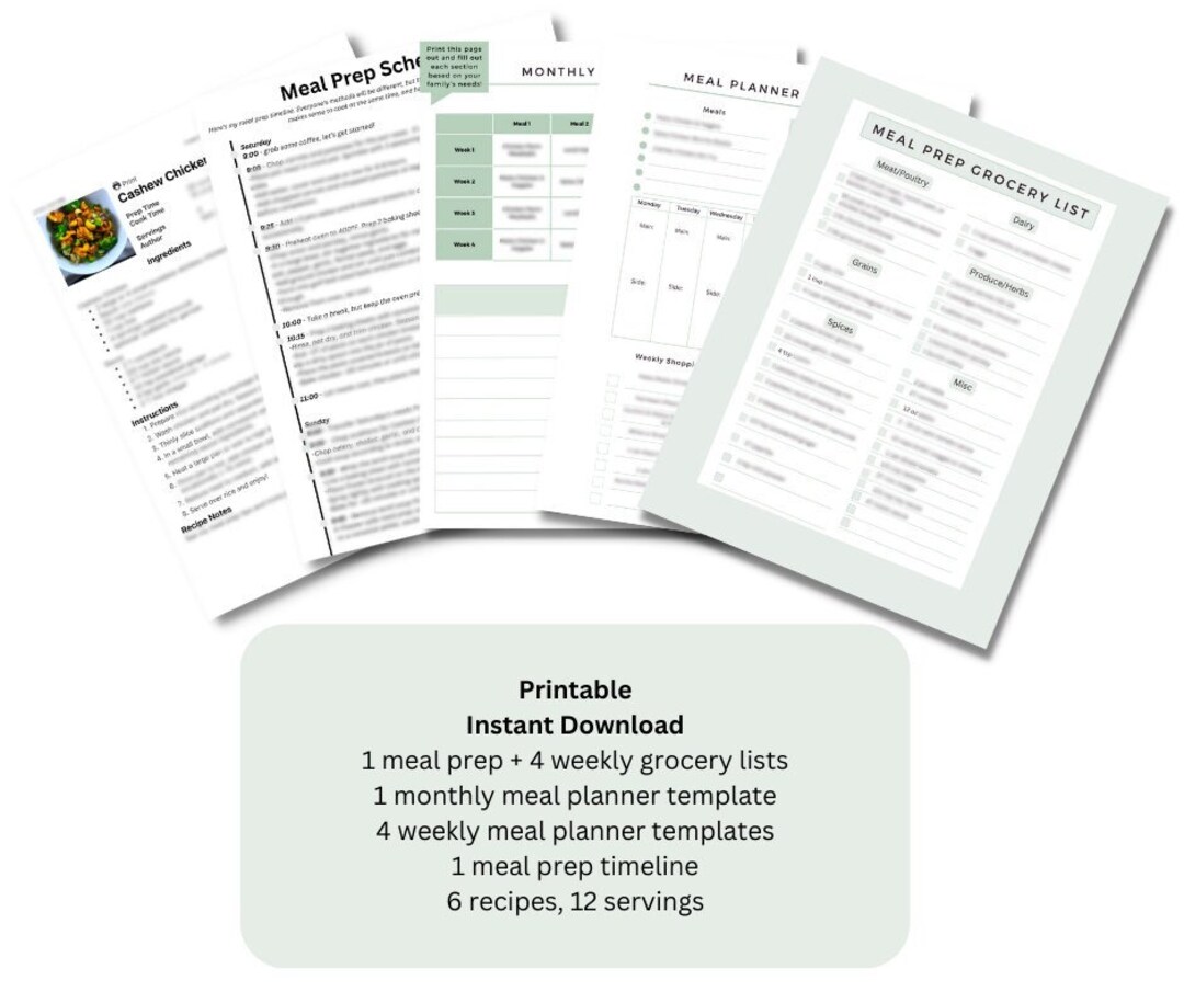 Printable Freezer Meal Prep Plan GROCERY LIST & RECIPES Included!! - Etsy