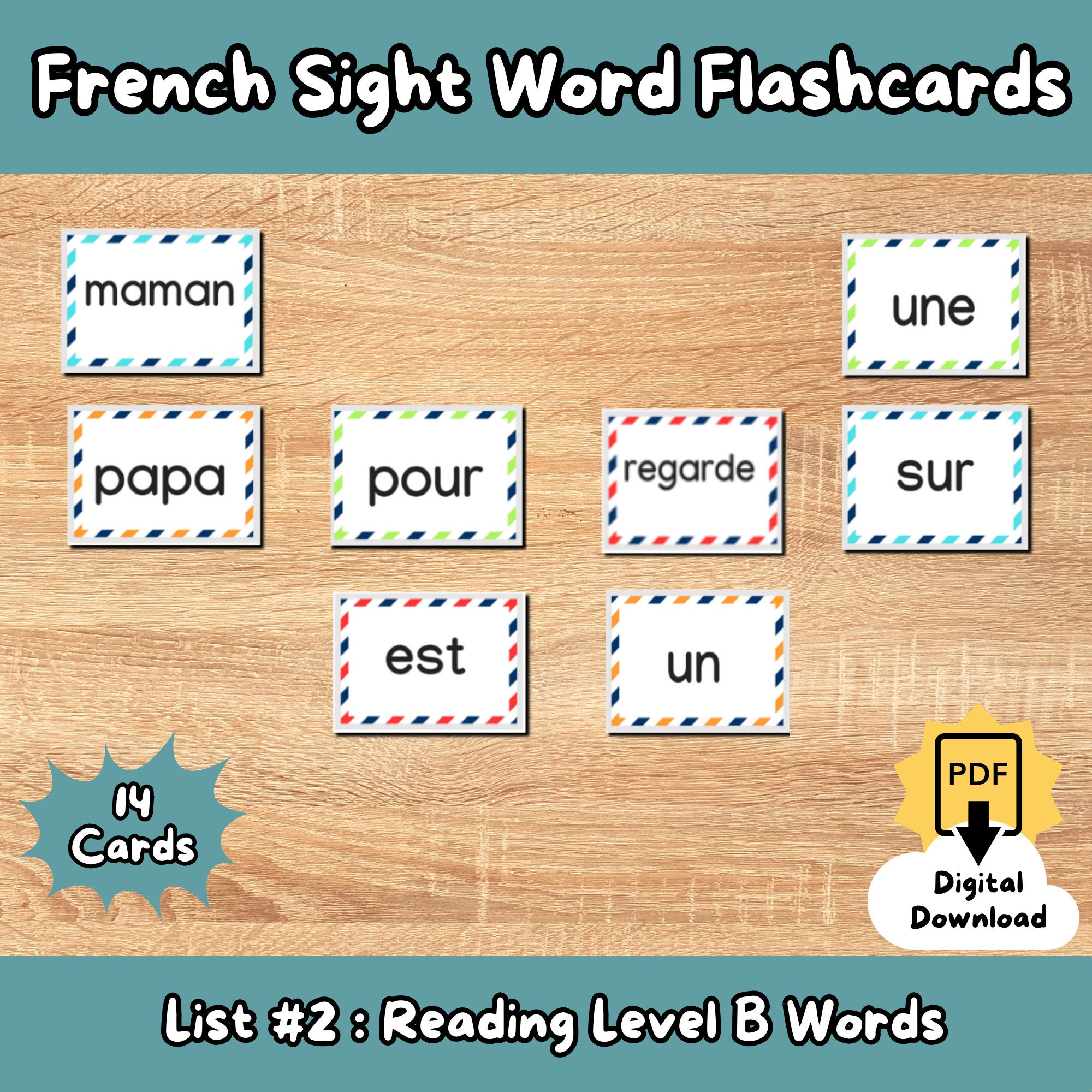 French Sight Word Flashcards (level 2) - Basic French Learning ...