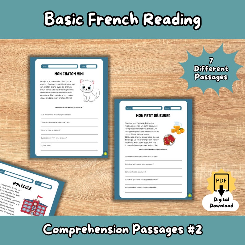 Basic French Reading Comprehension #2 (french Learning, Classroom ...