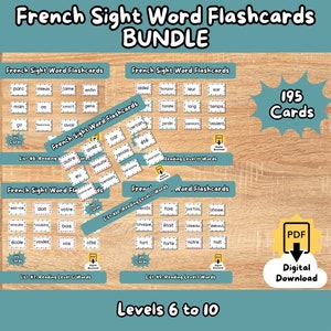 French Sight Word Flashcards (BUNDLE 6-10) - Basic French Learning ...