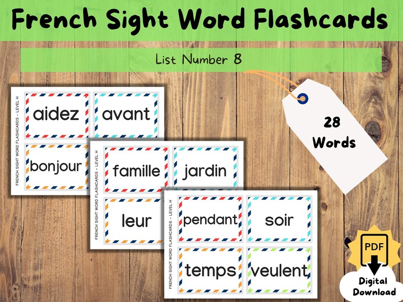 French Sight Word Flashcards BUNDLE 6-10 Basic French - Etsy