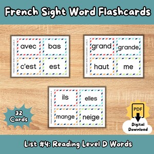 French Sight Word Flashcards level 4 Basic French Learning, Classroom ...