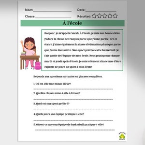 Basic French Reading Comprehension (french Learning, Classroom ...