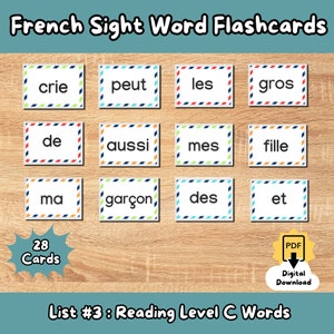 French Sight Word Flashcards level 3 Basic French Learning, Classroom ...