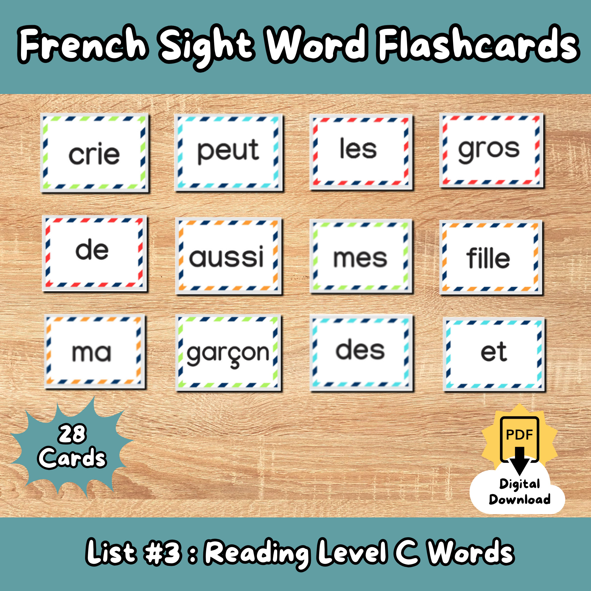 French Sight Word Flashcards level 3 Basic French Learning, Classroom ...