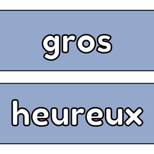 French Adjectives for Classroom Word Walls (french Vocabulary ...
