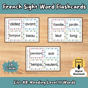 French Sight Word Flashcards (BUNDLE 6-10) - Basic French Learning ...
