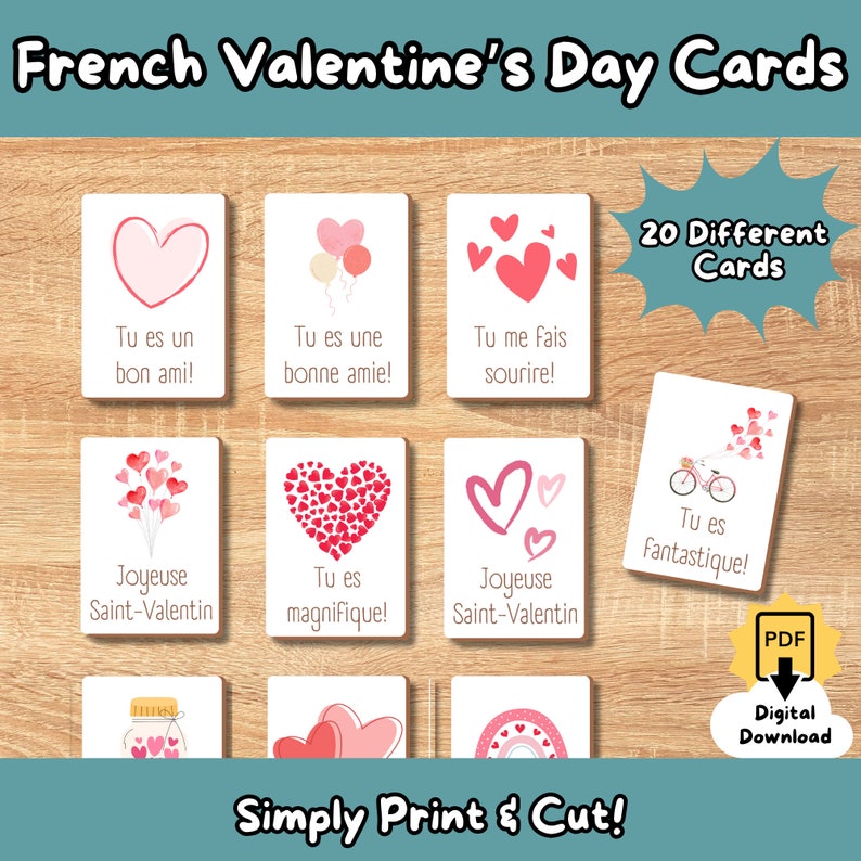 French Valentine's Day Cards (classroom Resources, Learn French, French ...