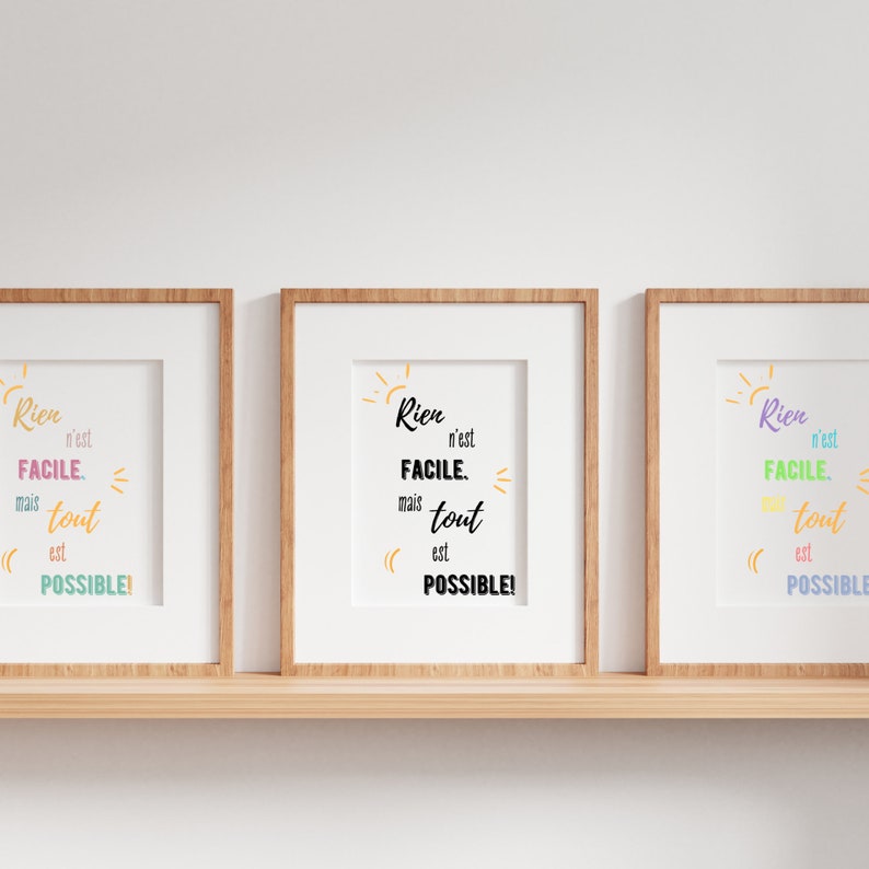 French Classroom Poster - Rien N'est Facile, Mais Tout Est Possible ...