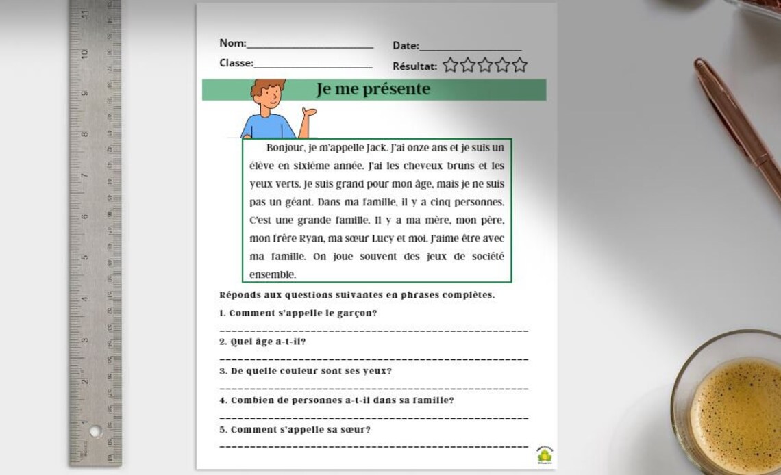 Basic French Reading Comprehension (french Learning, Classroom ...